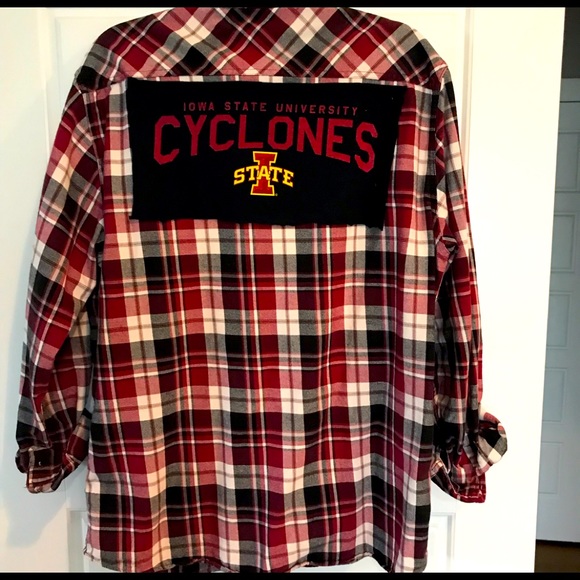 Tops | Vintagereworkedone Of A Kind Iowa State Cyclones Flannel Shirt ...